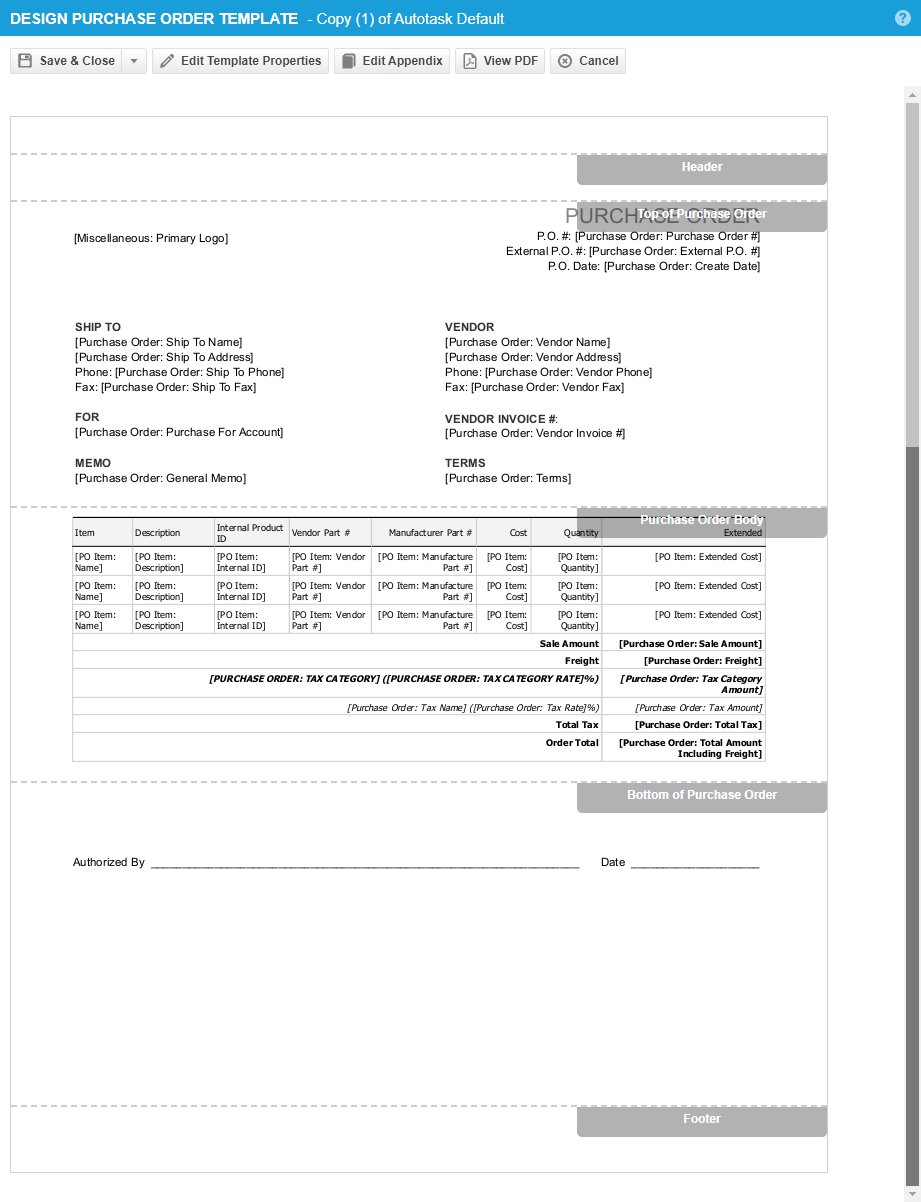 Purchase Order Template Quickbooks